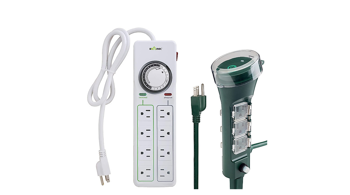 BN-LINK 8 Outlet Surge Protector & Outdoor Power Stake | Weatherproof