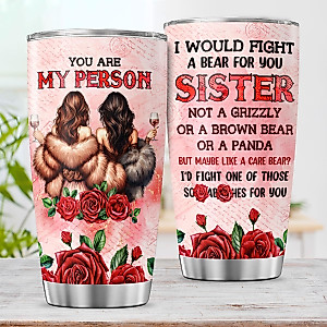 HUBUPU Tumbler 20 Oz With Lid And Straw, Soul Cups From Tumblers Sisters, Sister My Person, Sister Gifts