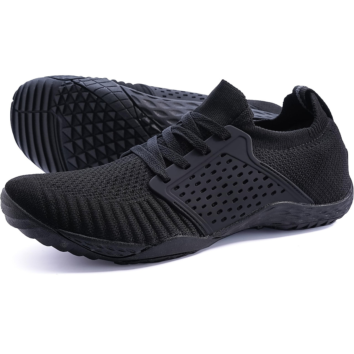 WHITIN Women's Low Zero Drop Shoes Minimalist Barefoot Trail Running Camping Size 7.5-8 Wide Toe Box Female Fitness Workout Sneaker Lightweight Black 38