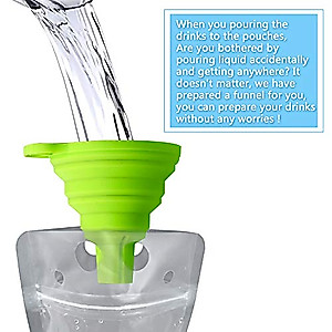 Leesgel Drink Pouches Container for Adults with Straws of Individually Wrapped & Funnel, Upgraded Anti-Leaked Stand-up Reusable Smoothie Bags for Cold & Hot Drinks, Juice, Smoothie