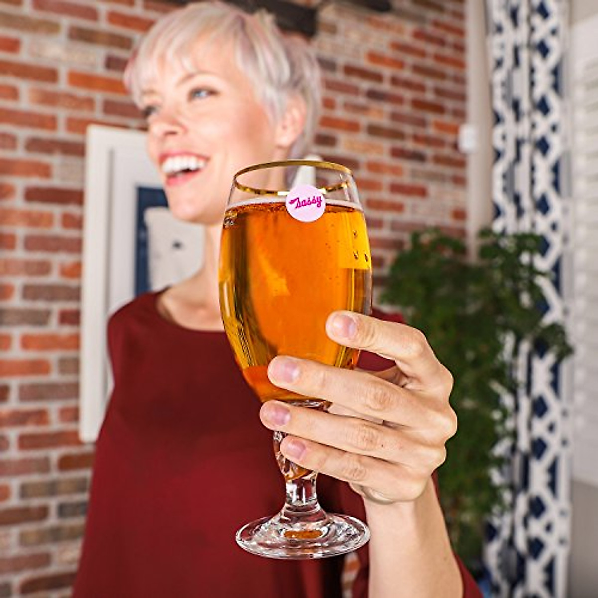 Alter Ego (2-pack) - Champagne, Beer & Wine Glass Charms - Static Cling. Unique, Reusable Wine Charms, Stemless Wine Glass Charms for Birthday, Wedding, Thanksgiving, Christmas Party Accessory