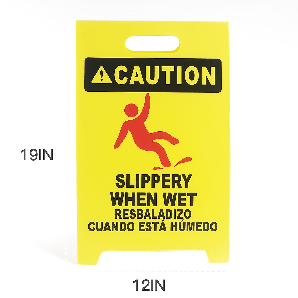 MATTHEW CLEANING 19'' Industrial Wet Floor Sign 3 Pack 2-Sided Durable Corrugated Plastic Birght Yellow Multilingual Warning Signs Commercial Caution Wet Fold-out Floor Signs For Indoors