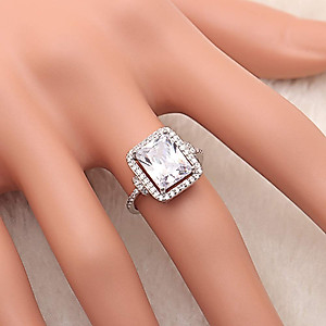 Ginger Lyne Collection Dorian Sterling Silver Emerald Cut CZ Engagement Bridal Ring Size 9