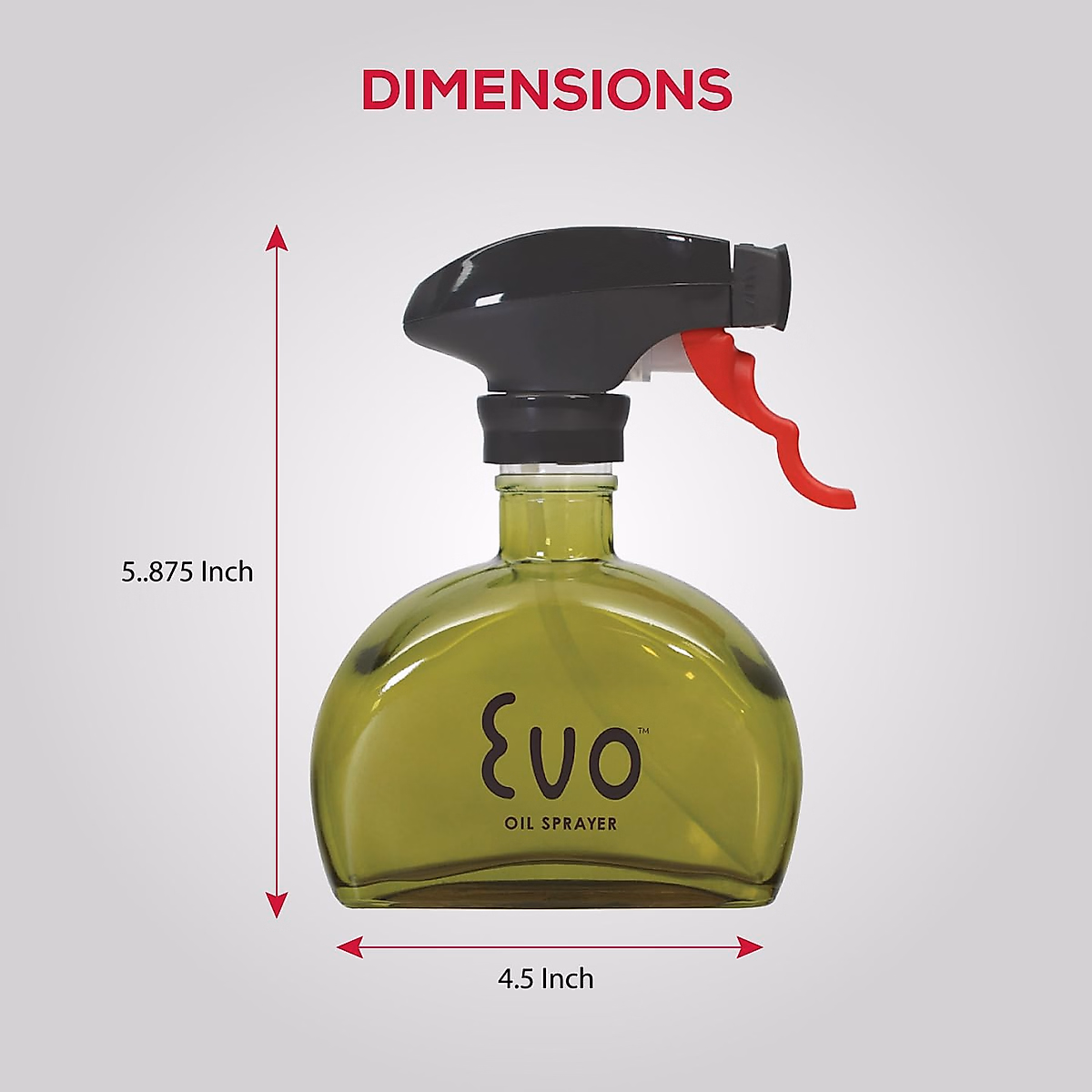 Evo Oil Sprayer Glass, Non-Aerosol for Olive, Cooking Oils, and Vinegars, Green, 6-Ounce Capacity