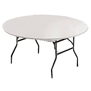 Creative Converting Round Stay Put Plastic Table Cover, 60-Inch, White