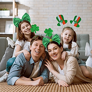 Oiuros 9PCS St Patricks Day Headband Women, St.Patrick'S Day Green Shamrock Clover Headband for Women Girls Hair Accessories Headwear