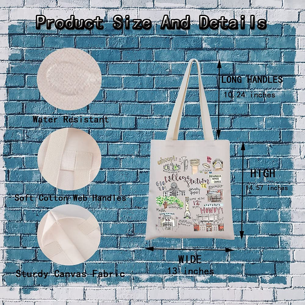 MNIGIU College Station Texas Tote Bag TX A&M Grad Gift Graduation Gift for Aggie (College TX Tote)