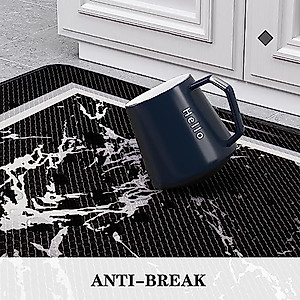 ASPMIZ 2 PCS Kitchen Rugs Non Slip, Black Marble Kitchen Mats Cushioned Anti Fatigue, Comfort Standing Mat for Kitchen Floor, Marble Kitchen Rugs Sets of 2 Washable, 18'' x 48'' + 18'' x 30''