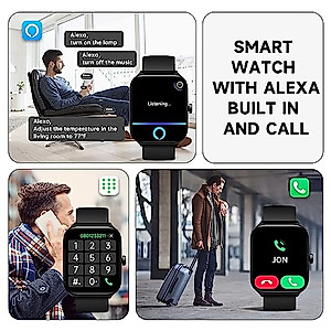 Smart Watches for Men Women, Alexa Built in & Bluetooth Call(Answer/Make), 1.95" Touch Screen Fitness Tracker with Heart Rate SpO2 Sleep Monitor Smart Watch for iPhone Android IP68 Waterproof