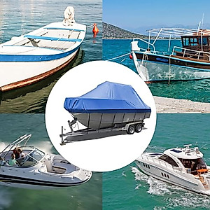 Trailer Boat Cover, Heavy Duty Boat Cover Waterproof UV Resistan for V&Tri-Hull Runabout Fishing Boat, with Adjustable Side Straps Boat Cover,600d,14~16FT：510 * 250CM
