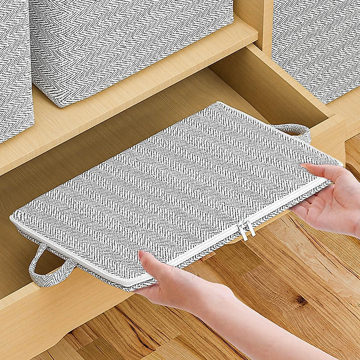 Extra Large Blanket Storage Containers, 220L Breathable Clothes Bedding Pillow Sheet Storage Bags with Zipper,Non-woven Moving Quilt Large Capacity Storage Bins (220L)