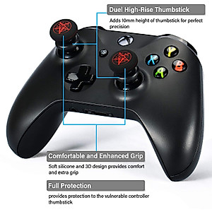 Playrealm FPS Thumbstick Extender & Printing Rubber Silicone Grip Cover 2 Sets for Xbox Series X/S & Xbox One Controller(Demon Circle)