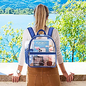 Clear Mini Backpack, Mossio See Through PVC Bookbag with Reinforced Padded Straps for College Workplace Blue
