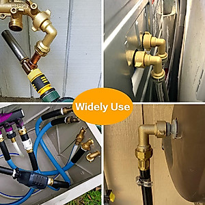 ANPTGHT 90 Degree Hose Elbow RV Water Hose Connectors and Fittings Solid Brass Garden Hose Accessories Heavy Duty Hose Pipe Adpater with washer