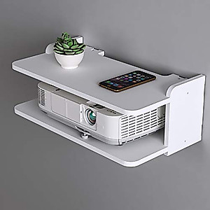 TV Background Wall Wood-Plastic Panel Set-top Box Shelf, Living Room Wall WiFi Wireless Router Projector Shelf - White. Floating Wall Shelf