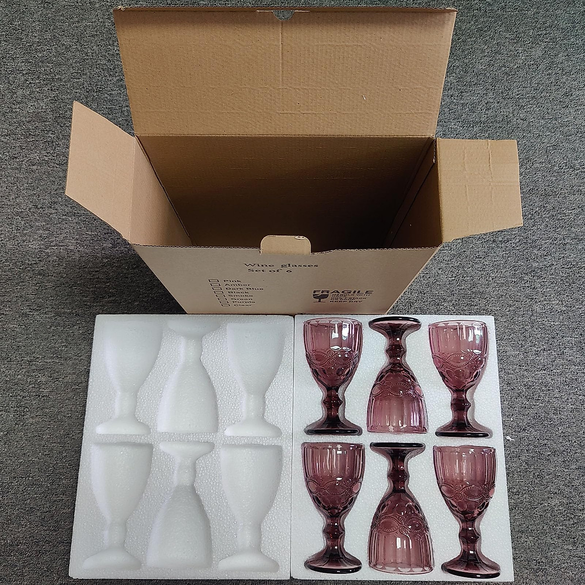 Taganov Set of 3 Colored Water Goblets - Elegant Red Wine Glasses