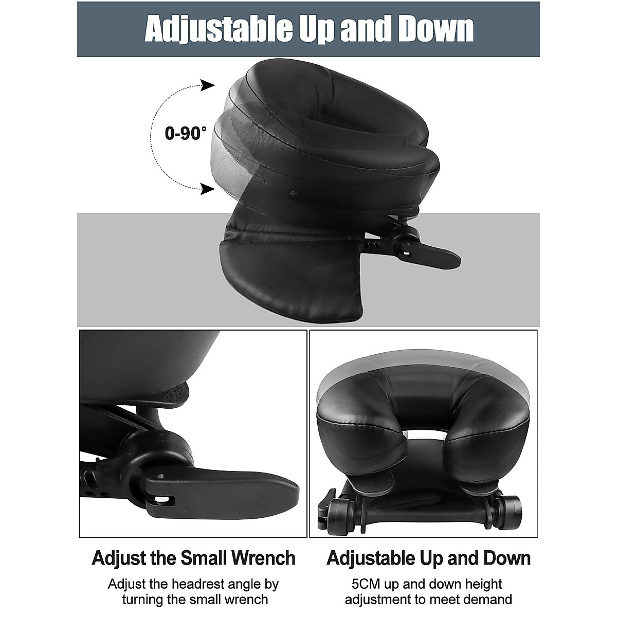 EBANKU Massage Table Face Cradle Cushion, Face Cradle Down Tabletop Massage Kit Adjustable Massage Table Headrest Face Pillow with Platform for Massage Chair SPA Bed (Black)