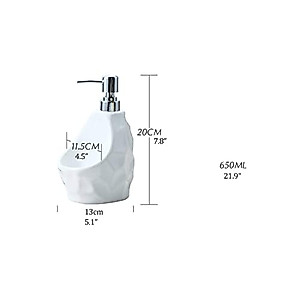 Soap Dispensers Ceramic Soap Dispenser with Sponge Holder 650ml/21.9oz Large Capacity Liquid Dispenser Pump Bottle Kitchen Sink Soap Pump Countertop (Color : Blue)