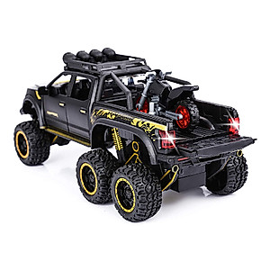 SASBSC Toy Pickup Trucks for Boys F150 Raptor DieCast Metal Model Car with Sound and Light for Kids Age 3 Year and up Black