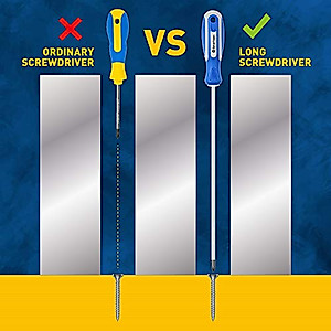 Amartisan 2-Piece 12'' long Screwdriver Set, Long Blade Screwdriver Set 12-Inch Magnetic Screwdriver, Phillips & Slotted Bits .（NEW）