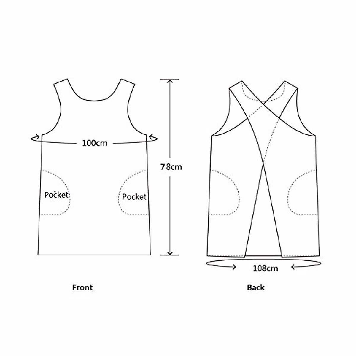 AOBBYBBS Cotton Linen Apron Halter CrossBack Bandage Aprons Japanese Style X Shape Pocket (Khaki)