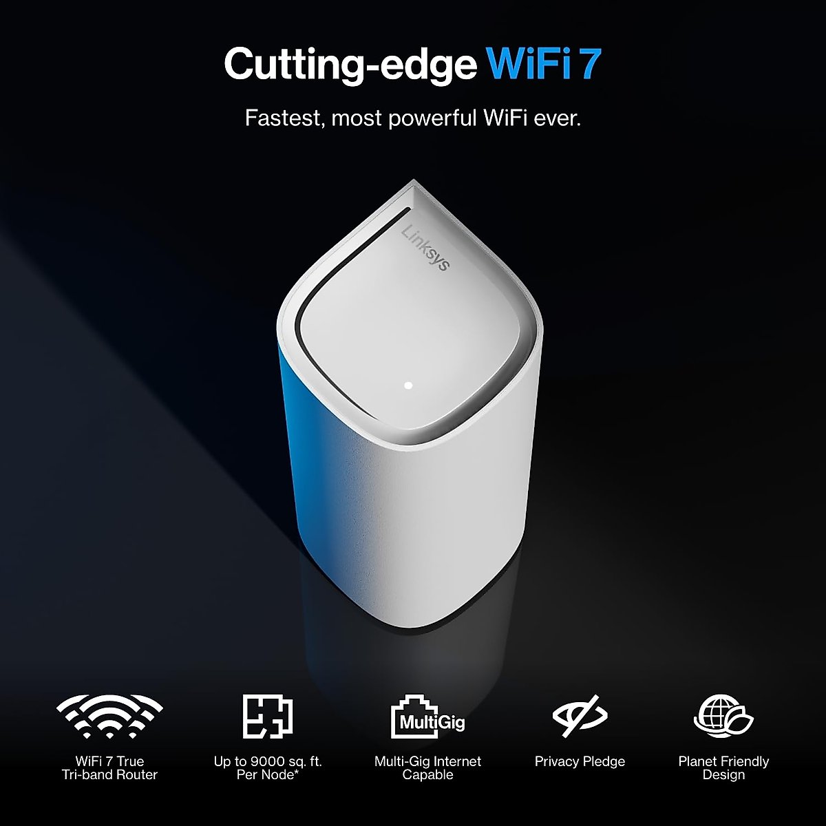 Linksys Velop Pro 7 WiFi Mesh System | One Cognitive Mesh Tri-Band Router with Over 10 Gbps Speeds | Whole Home Coverage up to 3,000 sq. ft. | Connect 200+ Devices | 1 Pack MBE7001 | 2023 Release
