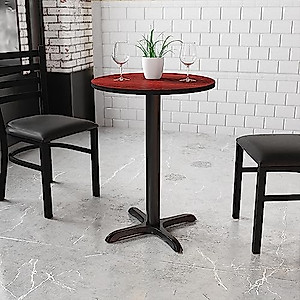 Flash Furniture 24'' Round Mahogany Laminate Table Top with 22'' x 22'' Table Height Base