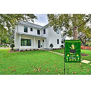 St Patrick's Day Garden Flag,Shamrock/Beer St Patricks Flag 12.5 x 18 Inch Double-Sided Display 2 Layer Burlap for Garden and Home Decorations