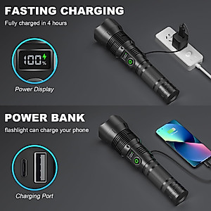 Alicegirl Flashlights High Lumens Rechargeable - 990000 Lumen LED Brightest Flashlight with LCD Digital Display, 5 Modes, IPX6 Waterproof Powerful Handheld Flash Light for Camping Home