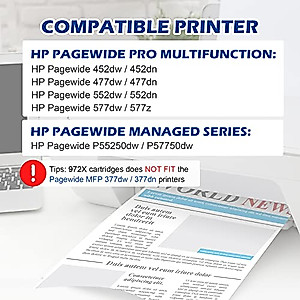 DOUBLE D 972X 972A (Upgraded Chip) Compatible Replacement for HP 972X 972A 972 Ink Cartridges, for HP PageWide Pro 477dw 477dn 577dw 577z 452dn 452dw 552dw P55250dw P57750dw, 1 Black