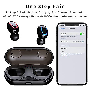 Mini Wireless Earbuds, Bluetooth 5.1 in Ear Light-Weight Headphones, IPX7 Waterproof Sport Stereo Earphone, Built in Mic Noise Cancelling Headset with Charging Case, for iPhone/Samsung/Galaxy