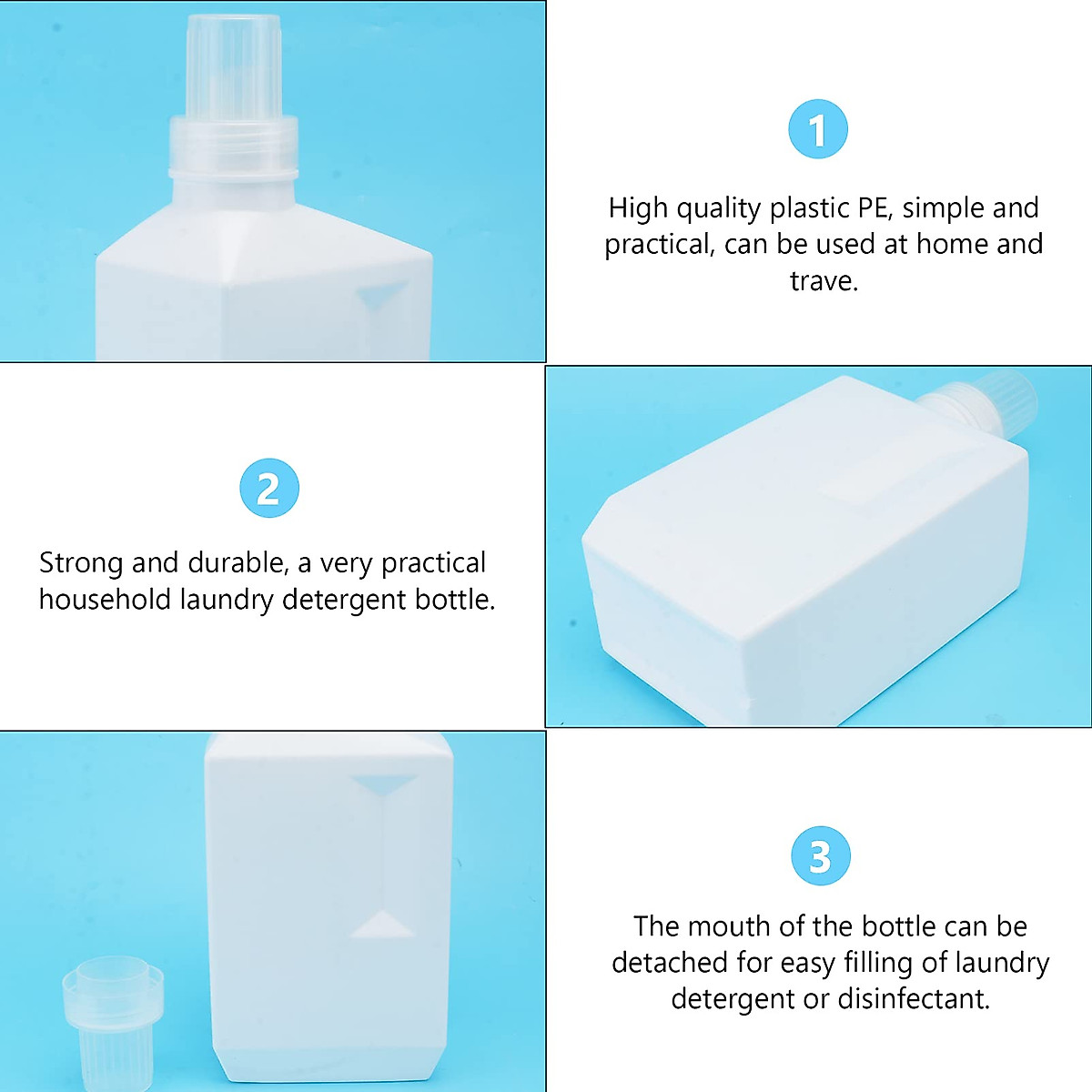 Homoyoyo Laundry Soap Dispenser 1000ML Plastic Jugs Empty Container, Wash Shower Lotions Refillable Bottle, Lotions Refillable Bottle for Water Soaps Liquid Soap Dispenser