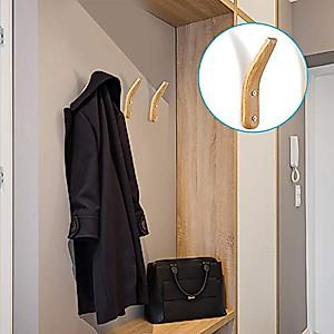 4 Pieces Wooden Coat Hooks Wall-Mounted Natural Wood Wall Hanger Simple Modern V Shape Wall Mount Stor (Wood Color)