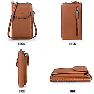 S-ZONE Women Genuine Leather Handbag Shoulder Purse Satchel Tote RFID Blocking PU Leather Crossbody Phone Bag Purse