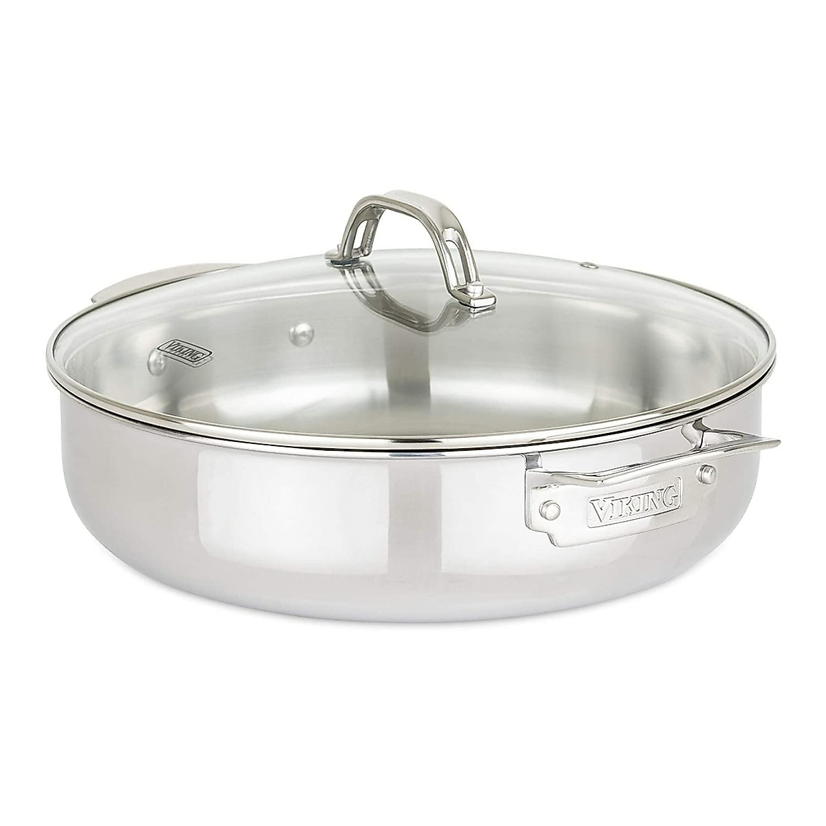 Viking Culinary 3-Ply Stainless Steel Cookware Set, 17 piece, Includes Pots & Pans, Steamer Insert & Glass Lids, Dishwasher, Oven Safe, Works on All Cooktops including Induction