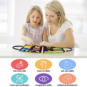 HAPTIME Busy Board for Toddlers, Montessori Sensory Board for 1 2 3 4 Year Old Toddler to Develop Basic Life Fine Motor Skill,Road Trip Essentials Kids Early Educational Activity Toy for Boy and Girl