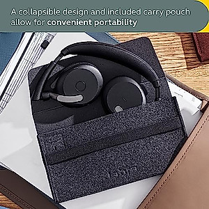 Jabra Evolve2 65 Flex Wireless Stereo Headset - Bluetooth, Noise-Cancelling ClearVoice Technology & Hybrid ANC - Works with All Leading UC Platforms Such As Zoom & Google Meet - Black