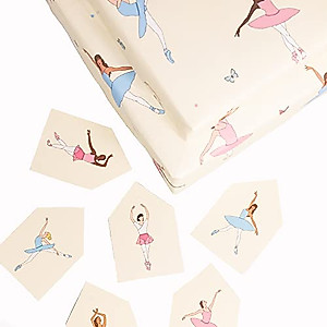 CENTRAL 23 - Ballerina Gift Wrap - 6 Sheets of Cute Wrapping Paper for Girls - Pink Blue Birthday Giftwrap - Pastel Butterflies for Kids - Pretty Ballet Dancers - For Women