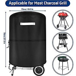 HCFGS Charcoal Kettle Grill Cover 29 inch BBQ Cover for Weber Charcoal Grill, Heavy Duty Waterproof BBQ Gas Grill Covers Drawstring for Weber Master Touch Charcoal Grill (L70xW75cm)