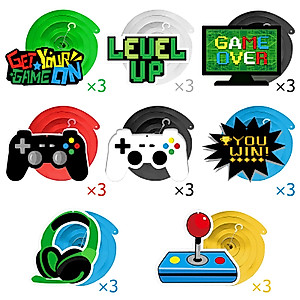 MIAHART 34 Pieces Video Game Party Hanging Swirls Decorations Foil Ceiling Streamers for Video Game Themed Birthday Party Decorations