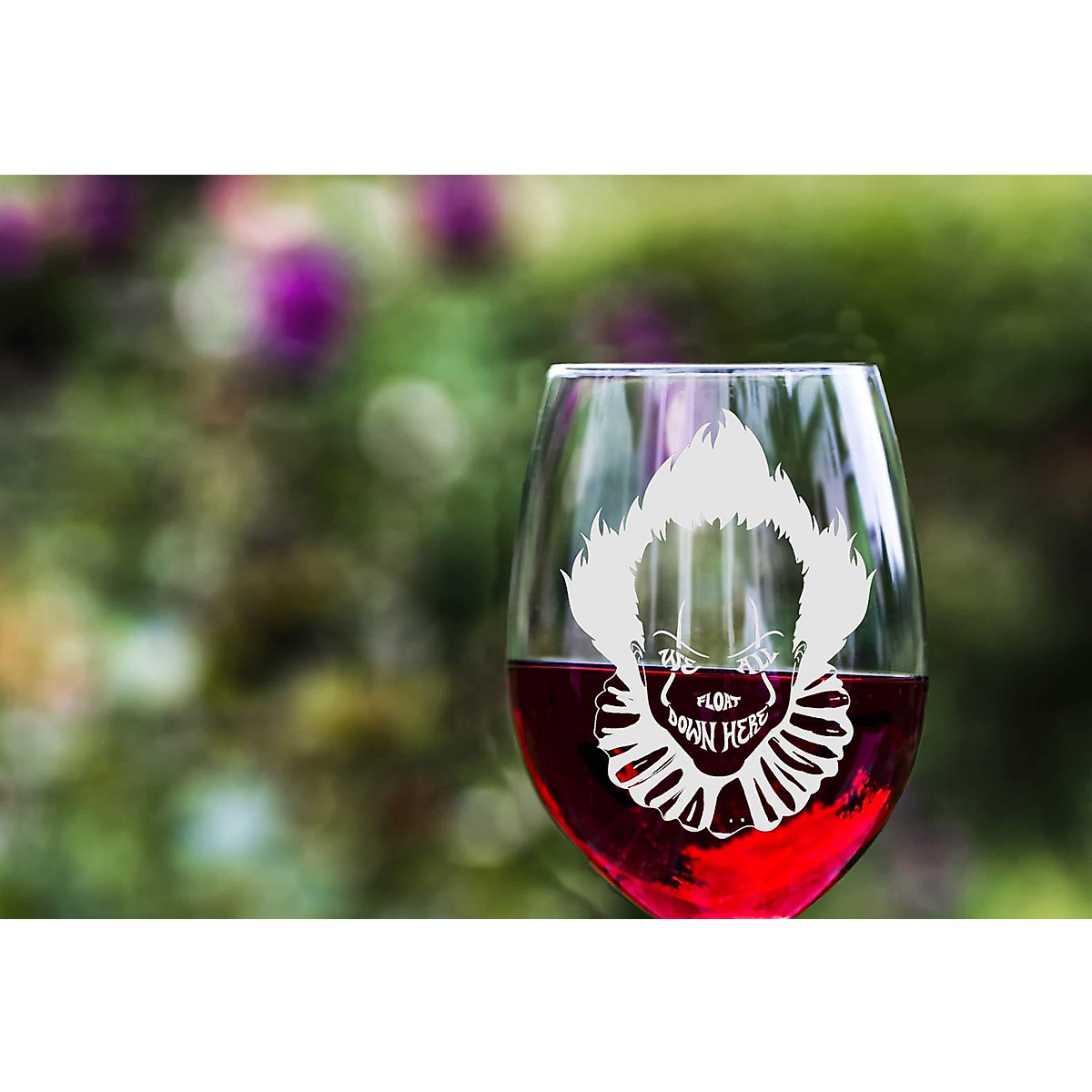 Hat Shark We All Float Down Here Horror Movie Clown - Laser Engraved Stemless Wine Glasses