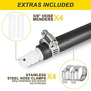 100 feet ⅜ inch Self Sinking Aeration Hose With Four Stainless Steel Hose Clamps and Four Menders,Use for Pond, Garden and Lake Aeration of Aeration and Water Re-circulatio