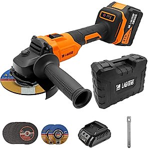 LAGATUNS Cordless Angle Grinder w/21V 6.0Ah Li-Ion Battery & Charger,Brushless Motor, 4-1/2'' Blade, Quick-Change Wheel Guard, 2-Position Handle, US Warranty (Renewed)
