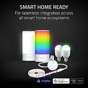 Razer Aether Light Bulb: Chroma RGB LED Bulb for Smart Homes - E26 Size, 9W, 100-240V, 800 Lumens - Bluetooth - Works with Amazon Alexa, Google Home Gamer Room App for Unified Control