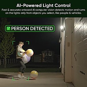 WYZE Cam Floodlight Pro with 3000 Lumen LEDs, Wired 2.5K QHD IP65 Outdoor Smart Security Camera, Color Night Vision, 180° FOV with Customizable AI Motion Detection, 105dB Siren, Two-Way Audio, Black