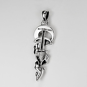 Dryad Design Wiccan Pentagram Pendant Blessed Be Jewelry 1.5" (3.8 cm) long - Sterling Silver Chalice & Blade Pendant for Men & Women