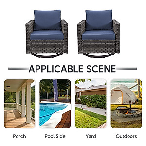 Artfurniz Patio Chairs Wicker Swivel Rocker Set of 2 - Heavy Duty Patio Furniture Set 350LBS Max Load Wicker Outdoor Swivel Glider Rocking Chairs for Porch Balcony Deck Poolside - Grey/Blue