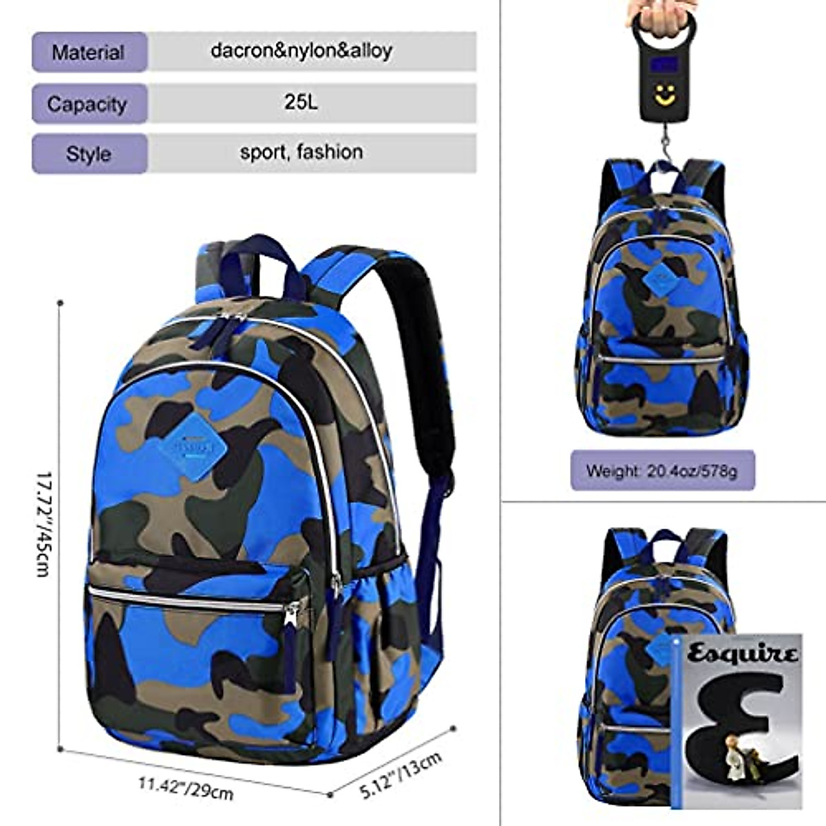 Atarni School Backpack Boys Bookbag Kids - Cute Bags Middle Elementary Preschool Kindergarten Supplies for Teen Little Children Student (Camouflage)
