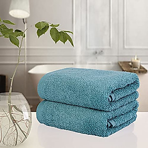 PiccoCasa Bathroom Hand Towels, 16 x 28 Inch - Soft 100% Cotton Highly Absorbent Hand Towel Face Drying Towel for Bath, Hand, Gym and Spa(Teal Blue, 2 Pack)
