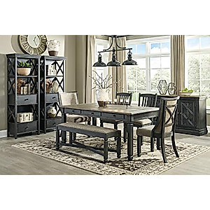 Signature Design by Ashley Tyler Creek Farmhouse 75" Display Cabinet or Bookcase with Drawers, Almost Black